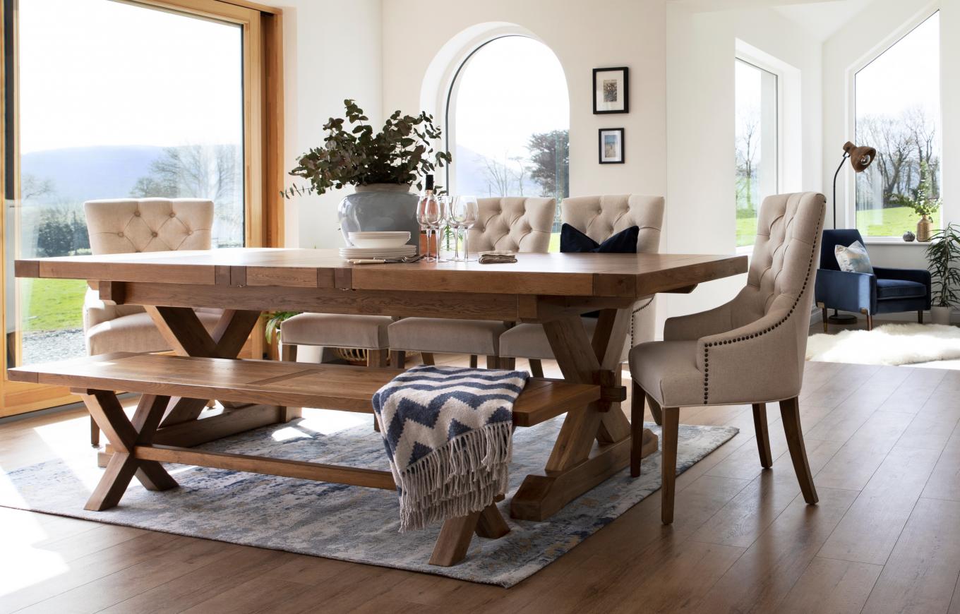 Athens Oak Rectangle Extending Dining Table