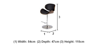 Moda Black Leather and Walnut Bar Stool with Chrome Base